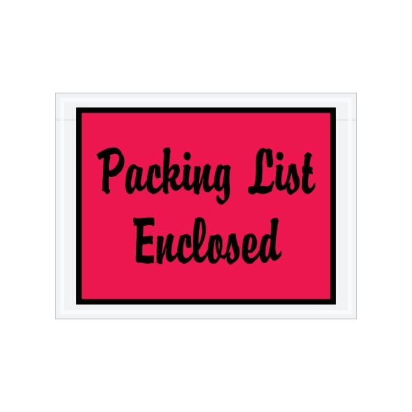 Bsc Preferred 4-1/2 x 6'' Red Full-Face Script ''Packing List Enclosed'' Envelopes, 1000PK PL487 ...
